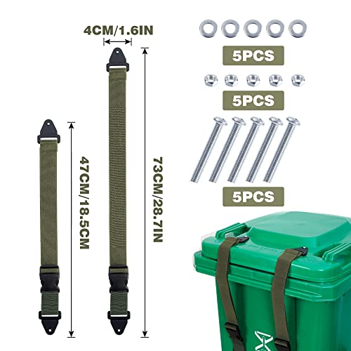 Bylion 2 Pack Trash Can Lid Lock, Outdoor Garbage Can Locks for Animals Proof Universal Lid Lock Stretchable Elastic Strap to Prevent Rust Trash Can Locks for Animals, Squirrels, Dogs, Raccoons