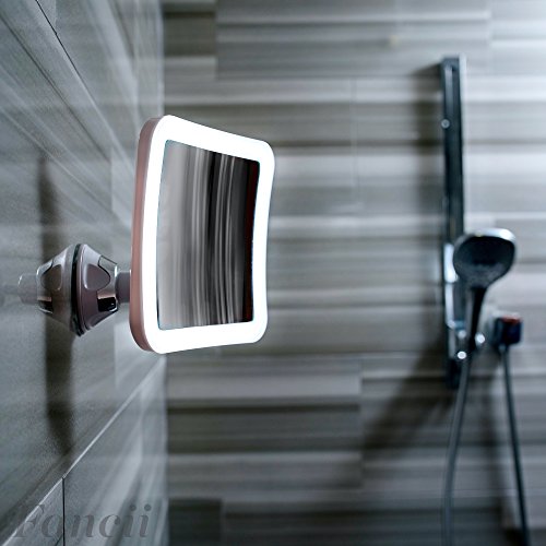 Fancii 7x LED Lighted Magnifying Makeup Mirror with Strong Suction - 6.5" wide, Natural Daylight, Cordless Portable Vanity Mirror with Lights (Square) - Mira 7