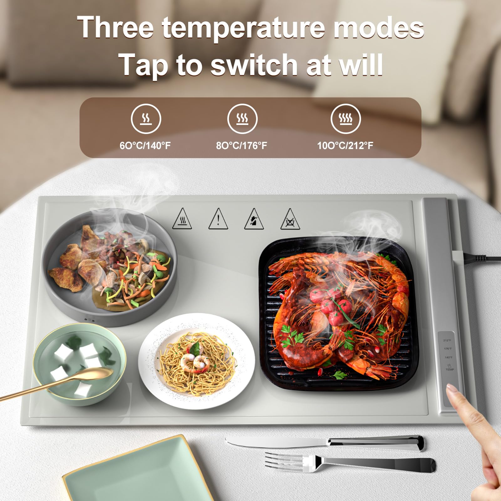 Generic Food Warmer Mat - The Ultimate Solution for Keeping Your Food Warm | Premium Warming Mat, Perfect for Dining Table | Reusable & Safe | Keep Meals Hot | Food Heating Made Easy-Gray