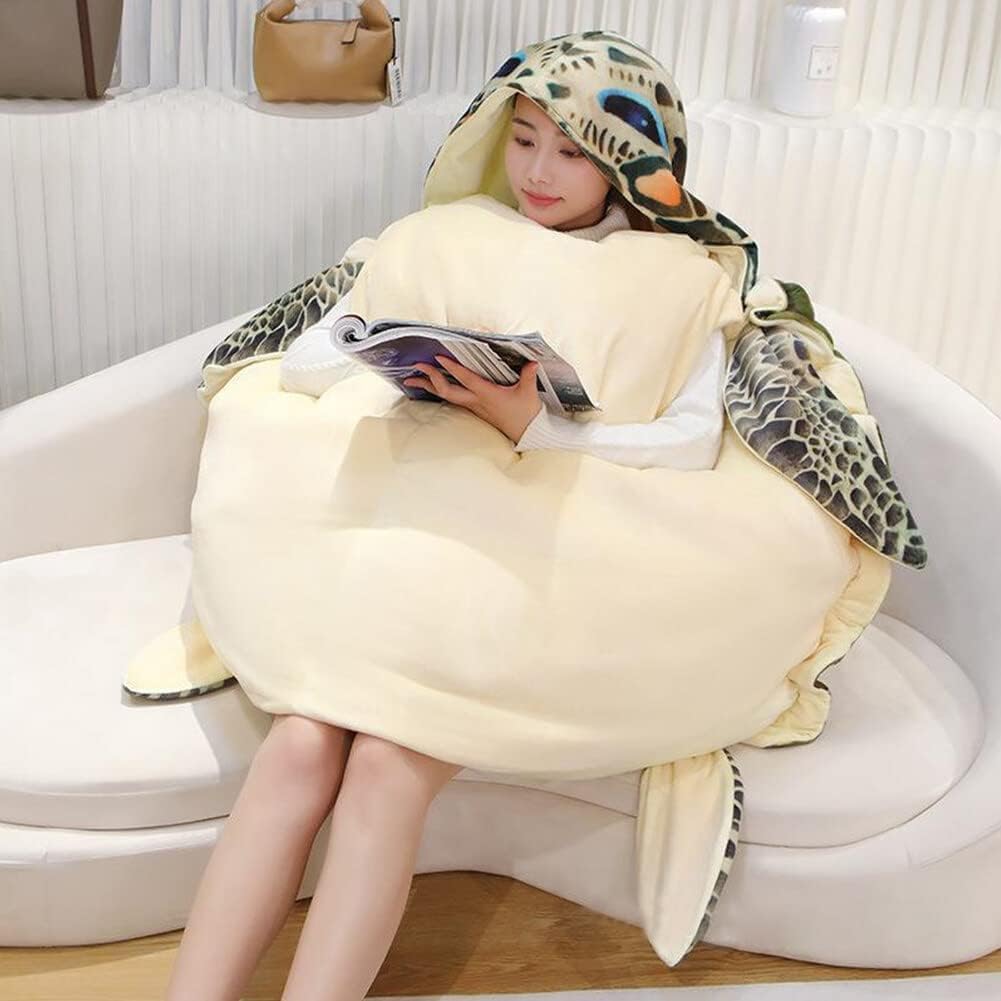 CARTBAE Turtle Shell Stuffed Animal Soft and comfortable Tortoise Plush Pillow Creative Turtle Costume Plush Toy (23.6 in)