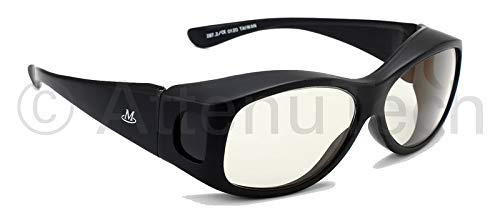 ATTENUTECH Radiation Safety Glasses, Black Fit Over frame, MicroliteFt Pb Eyewear .75mm pb Lead lenses (Non-AntiFrog, Black)