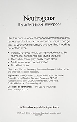 Neutrogena Anti-Residue Shampoo, Gentle Non-Irritating Clarifying Shampoo to Remove Hair Build-Up & Residue, 6 fl. oz (Pack of 2)