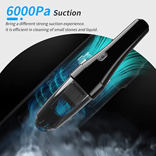 CAMFUN Mini Handheld Car Vacuum Cordless, Upgrade Version Air Duster and Inflation 3 in 1, Rechargeable with Strong Suction for Pet Hair, Home and Car Cleaning, Model GV01, Black