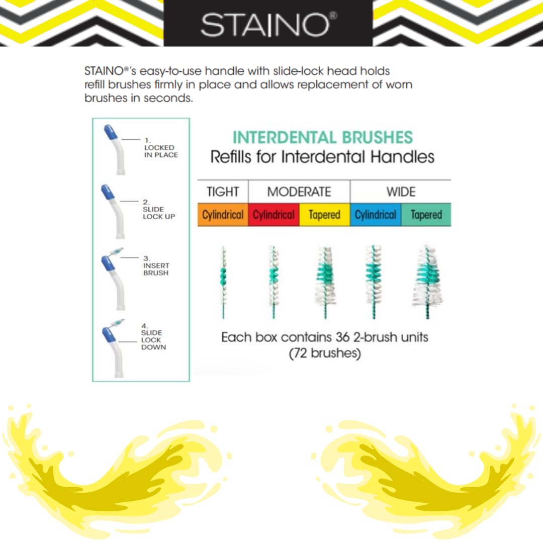 Staino Interdental Brushes Refill – Ultrafine Tapered Brush - 36 2-Brush Units/Box