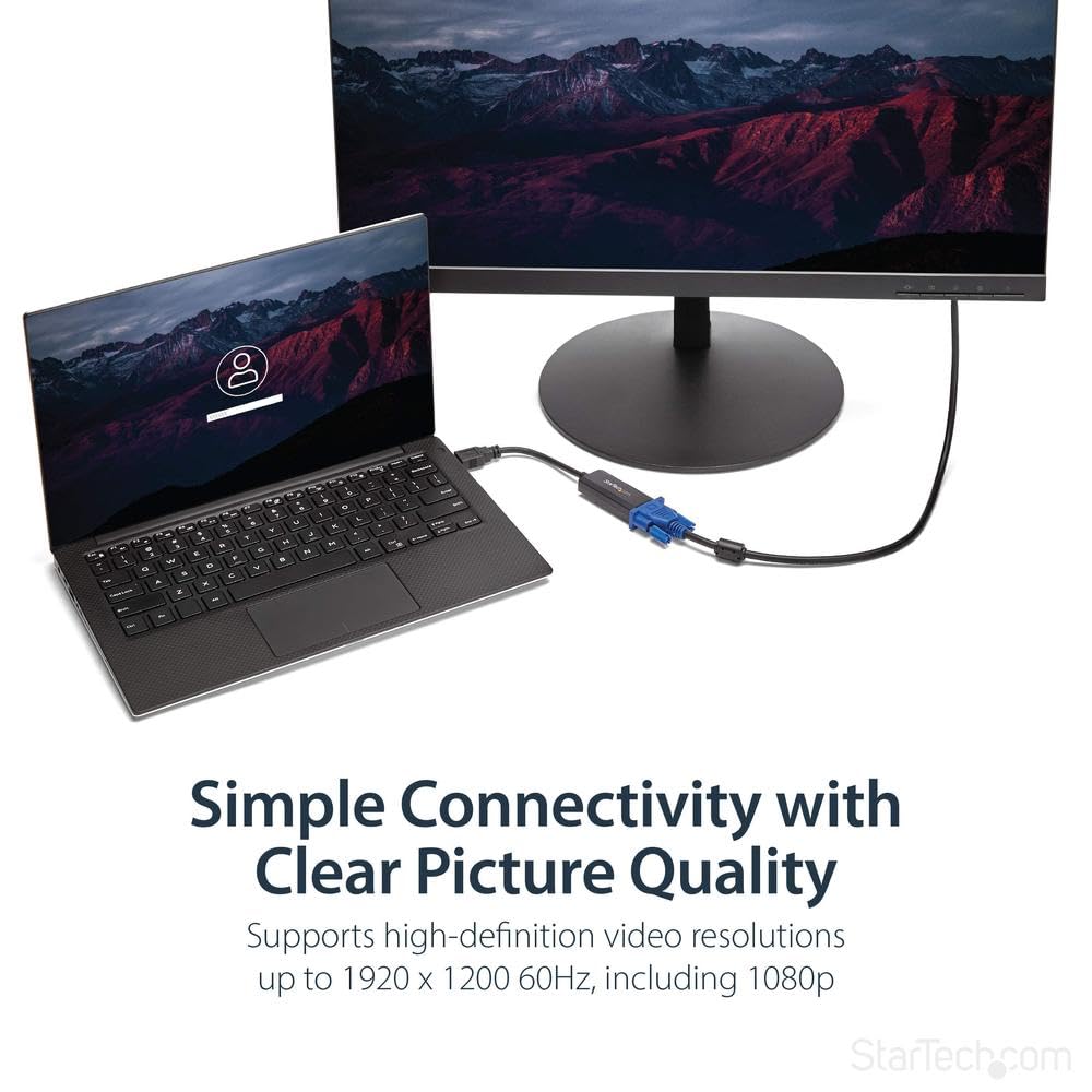 StarTech.com USB 3.0 to VGA Display Adapter 1920x1200, On-Board Driver Installation, Video Converter with External Graphics Card - Windows (USB32VGAV)