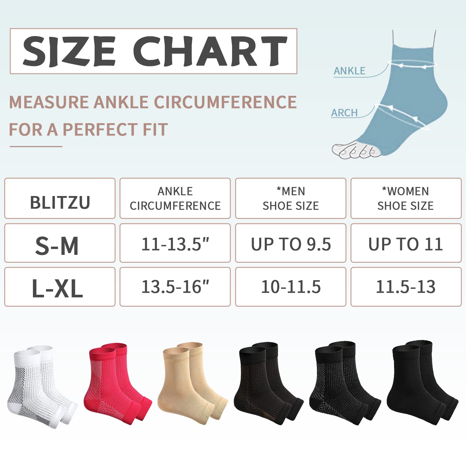 Candyhouse 3 PCS Neuropathy Socks Ankle Compression Sleeve for Women or Men Ankle Support For Ankle For Swelling, Plantar Fasciitis,Sprain,Neuropathy Brace For Women And Men