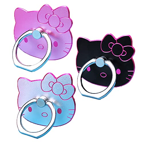 Cat Phone Ring Holder Cute Kitty 3 Pack,Fonessary Metal Finger Ring Grip Kickstand 360 Rotate for Smartphones