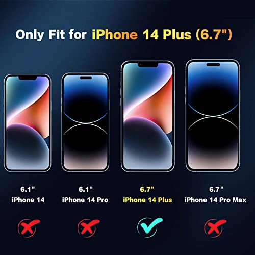 Denyunuo 3 Pack Screen Protector for iPhone 14 Plus 6.7'' with 3 Pack Camera Screen Protector, Ultra HD Clear Tempered Glass, 9H Hardness, Anti-Scratch, Easy Installation Frame, Bubble Free, Case Friendly