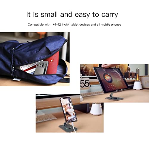 Cell Phone Stand 360° Rotation Phone stand Height Adjustable Cell phone Holder for Desk Foldable Aluminum Desktop Compatible with All Mobile Phones, iPhone 14,iPad,Tablet 4-12-Desk Accessories