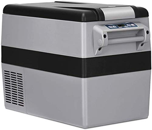 COSTWAY Car Refrigerator, 44-Quart Electric 12V/24V Car Cooler with 3 Levels, LCD Display, Shockproof Design, Travel RV Fridge for Camping, Truck Party