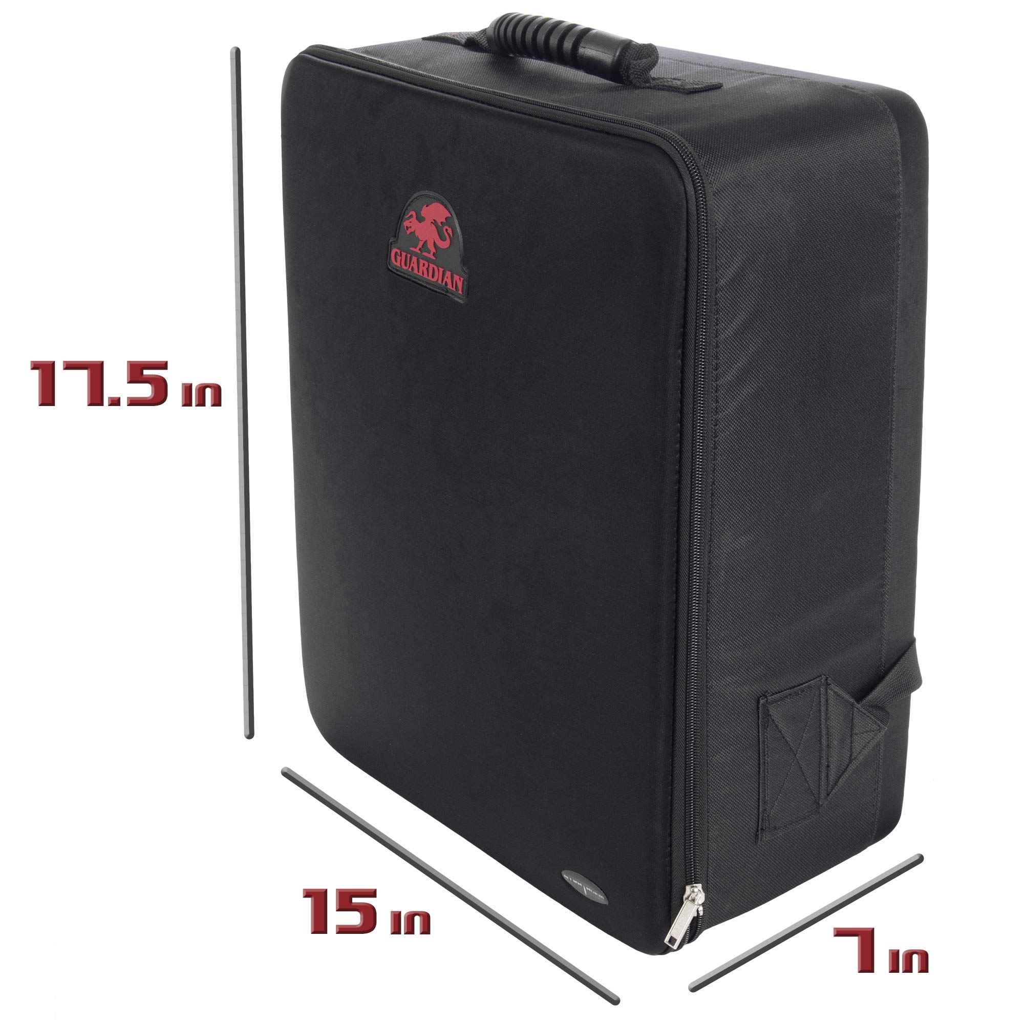 Guardian Tabletop Gaming Backpack | Deluxe Portable Carrying Case with Space For 135+ Figurines, Large Miniatures, and Wargame Transportation | Includes Four Compartment Trays & 3 Layers of Pluck Foam