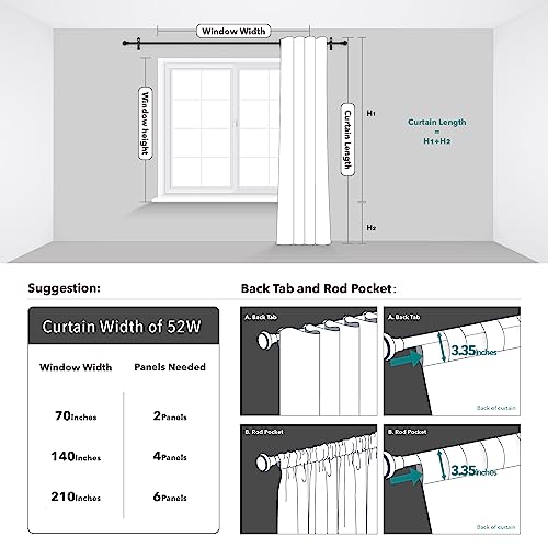 Deconovo Blackout Curtains for Bedroom, 90 Inch Curtains for Living Room, Silver Wave Foiled Rod Pocket and Back Tab Curtain, 52W x 90L, Black, 2 Panels