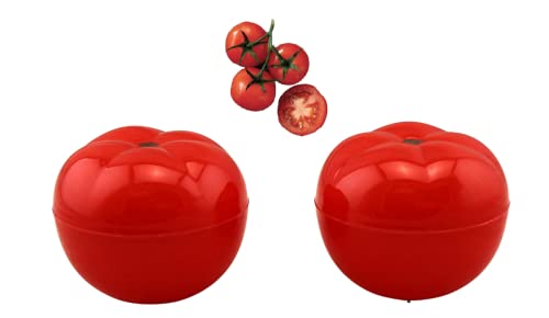 Dependable Industries inc. Essentials Set of 2 Piece Tomato Keeper Saver Container Server Keeps Cut Tomatoes Fresh Longer Odor Concealer Vegetable Holder BPA Free