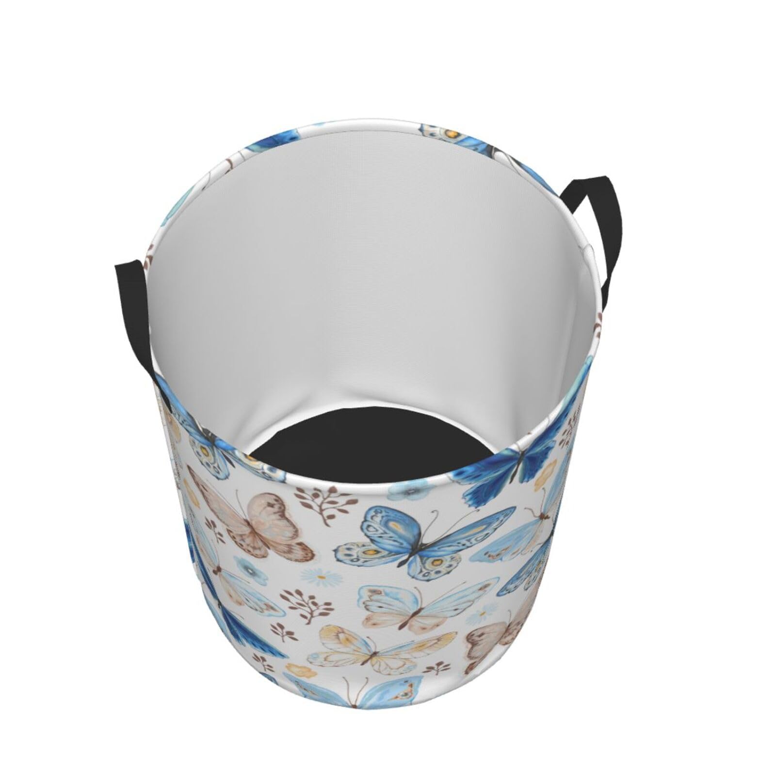 Blue Brown White Butterfly Freestanding Laundry Hamper Personalized Dirty Clothes Hamper Storage Basket For Bedroom,Bathroom,College Dorm Boys And Girls Cat Dog Pet Toy Storage