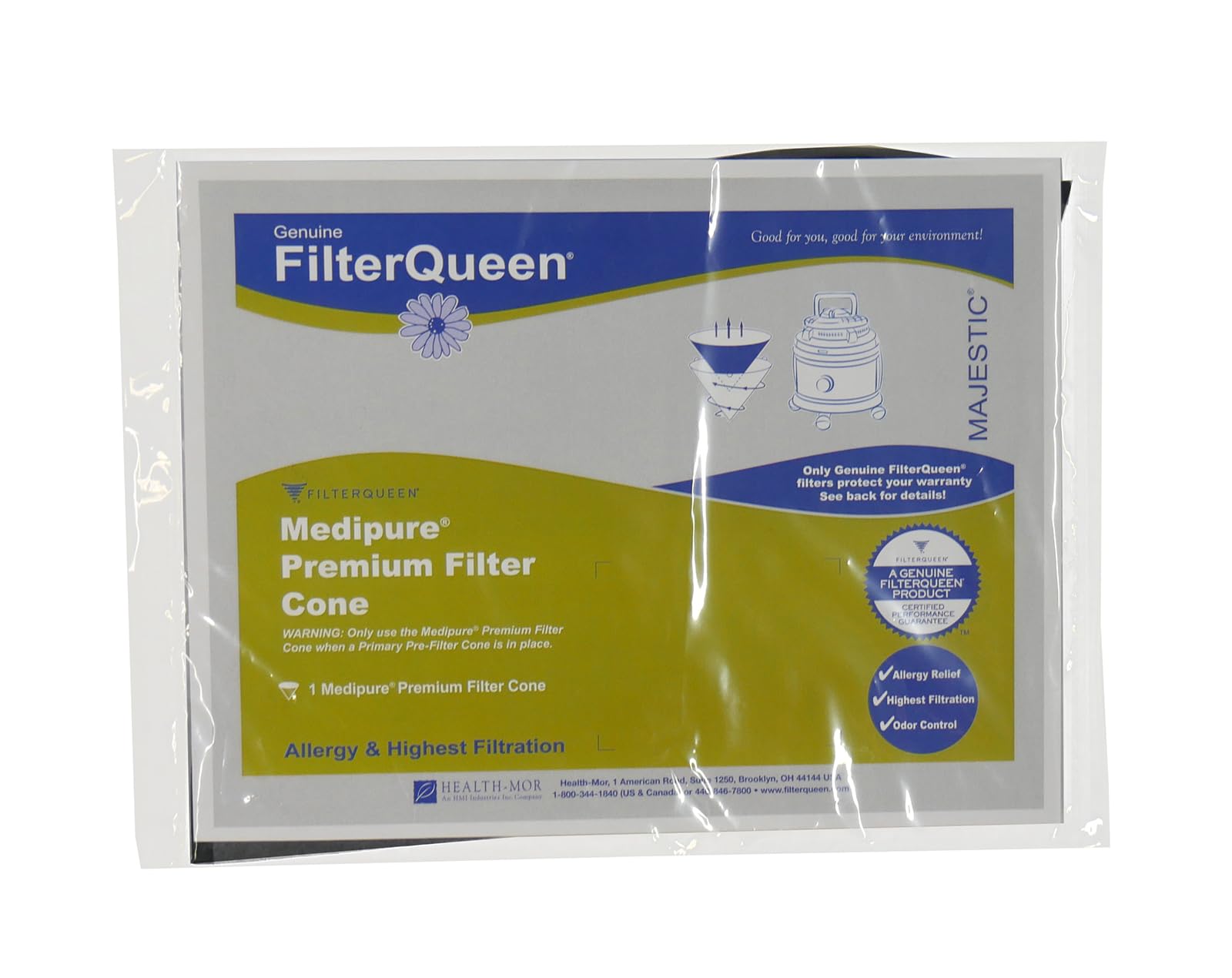 FilterQueen Majestic Medipure Filter, Premium Pollution Filter Cone for Odor Control and Advanced Filtration