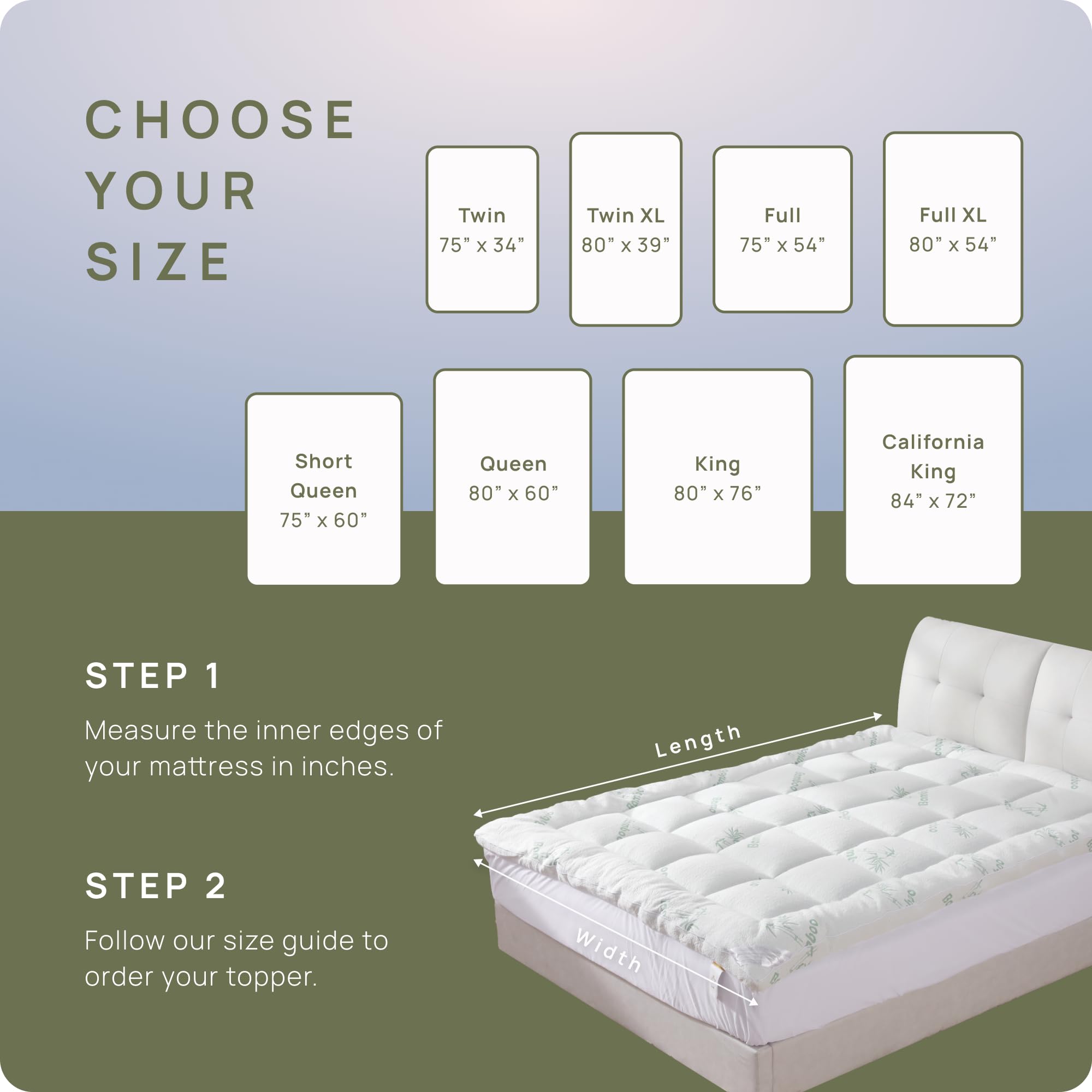 Cooling Mattress Topper - Queen Size | Plush Pad Mattress Topper for Back Pain Relief, 8-21" Deep Pocket | Viscose Made from Bamboo Pillow Top | Bedroom Essentials