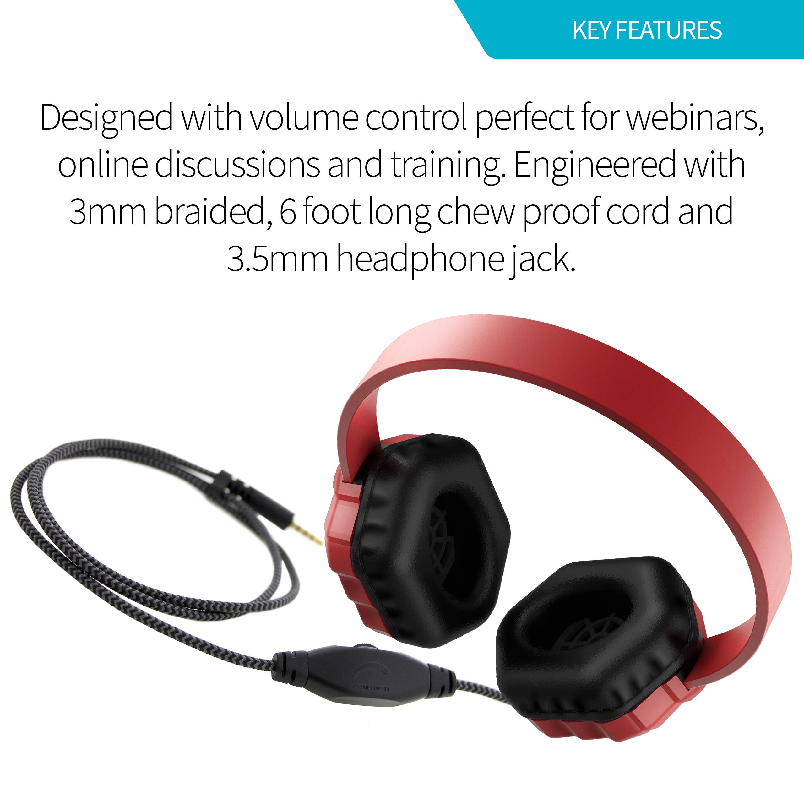 Gumdrop DropTech B1 On-Ear Headphone. Designed for K-12 Students, Teachers and Classrooms β Drop Tested, Rugged and Reliable for an Enhanced Educational Learning Experience. Color β Red