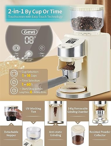 Gevi 20 Bar Professional Espresso Coffee Machine with Milk Frother/Steam Wand for Espresso, Latte and Cappuccino, with 35 Precise Grind Settings Burr Coffee Grinder