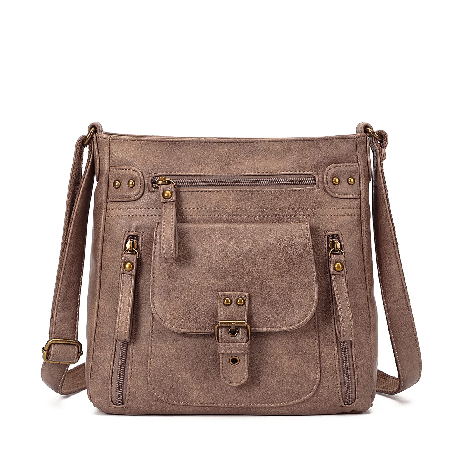 KL928 Crossbody Purses for Women Shoulder Bag,PU Washed Leather (01-Grey-2)