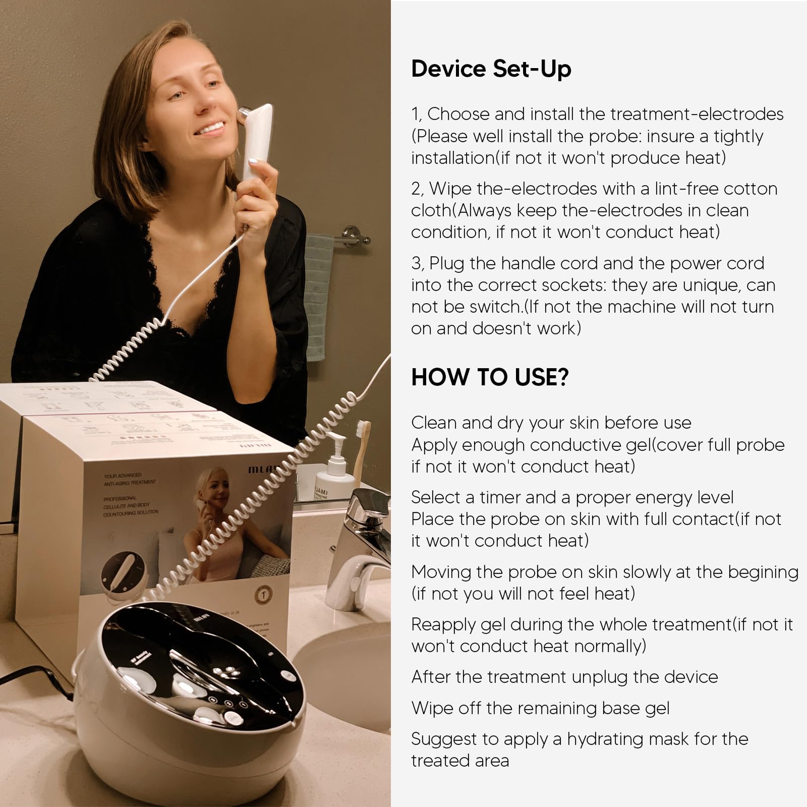 Radio Frequency Machine Professional 25 Watts Face RF Increase Collagen Firm Skin Wrinkle Reducing