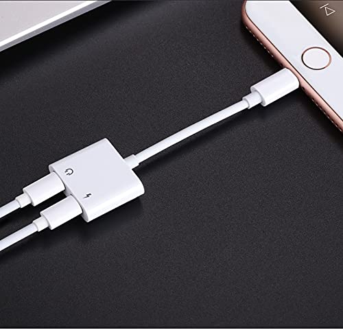 DCNETWORK iPhone Headphones Adapter 2 in 1 Dual Lightning Charge Cable Aux Adapter Converter Charging+Call+Music Control Compatible with iPhone 12/11/XS/XR/X/8/7(2 Pack)