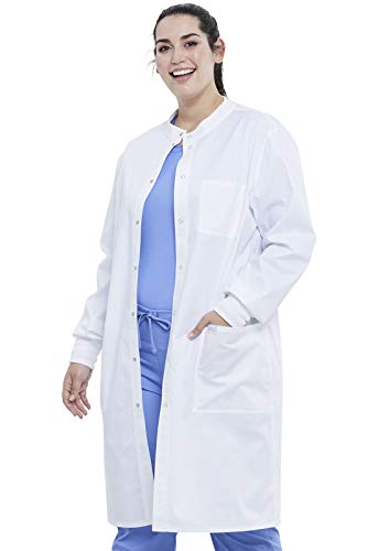 Dickies Men & Women Scrubs Lab Coat 43" Snap Front GD360, M, White