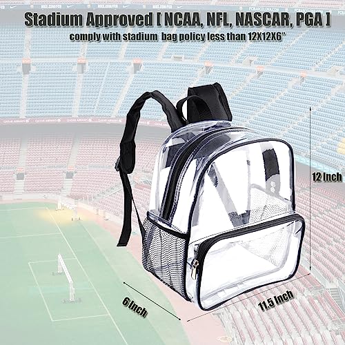 Crosstime Clear Backpack Stadium Approved 12x6x12 Clear Stadium Bag for Concert Sport Events Games Festival