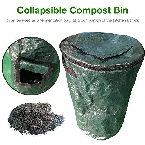 Collapsible Compost Bin,Yard Waste Bag, Reusable Heavy Duty Leaf Waste Bag Yard Compost Bin Composting Fruit