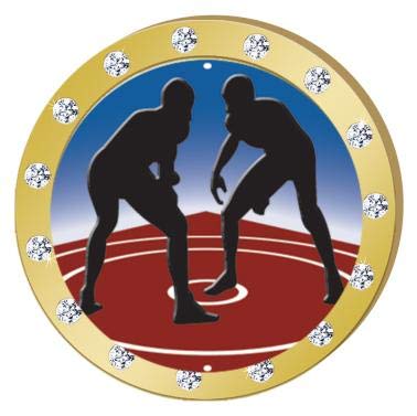Crown Awards Wrestling Gold Rhinestone Pin, Gold Wrestling Pins, 30 Pack