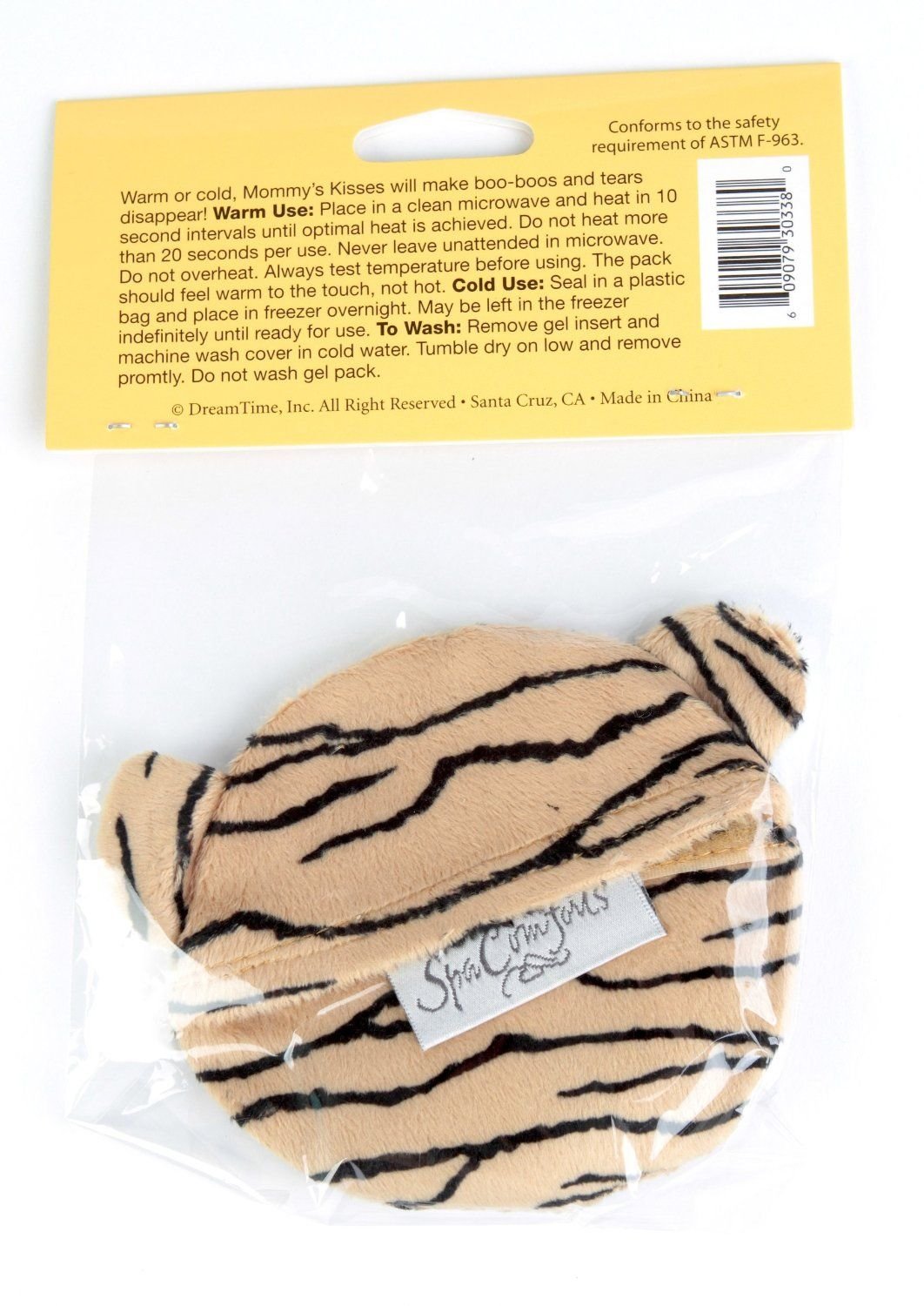 DreamTime Spa Comforts Mommy's Kisses, Reusable Childrens Hot and Cold Pack, Tiger, 1 Count