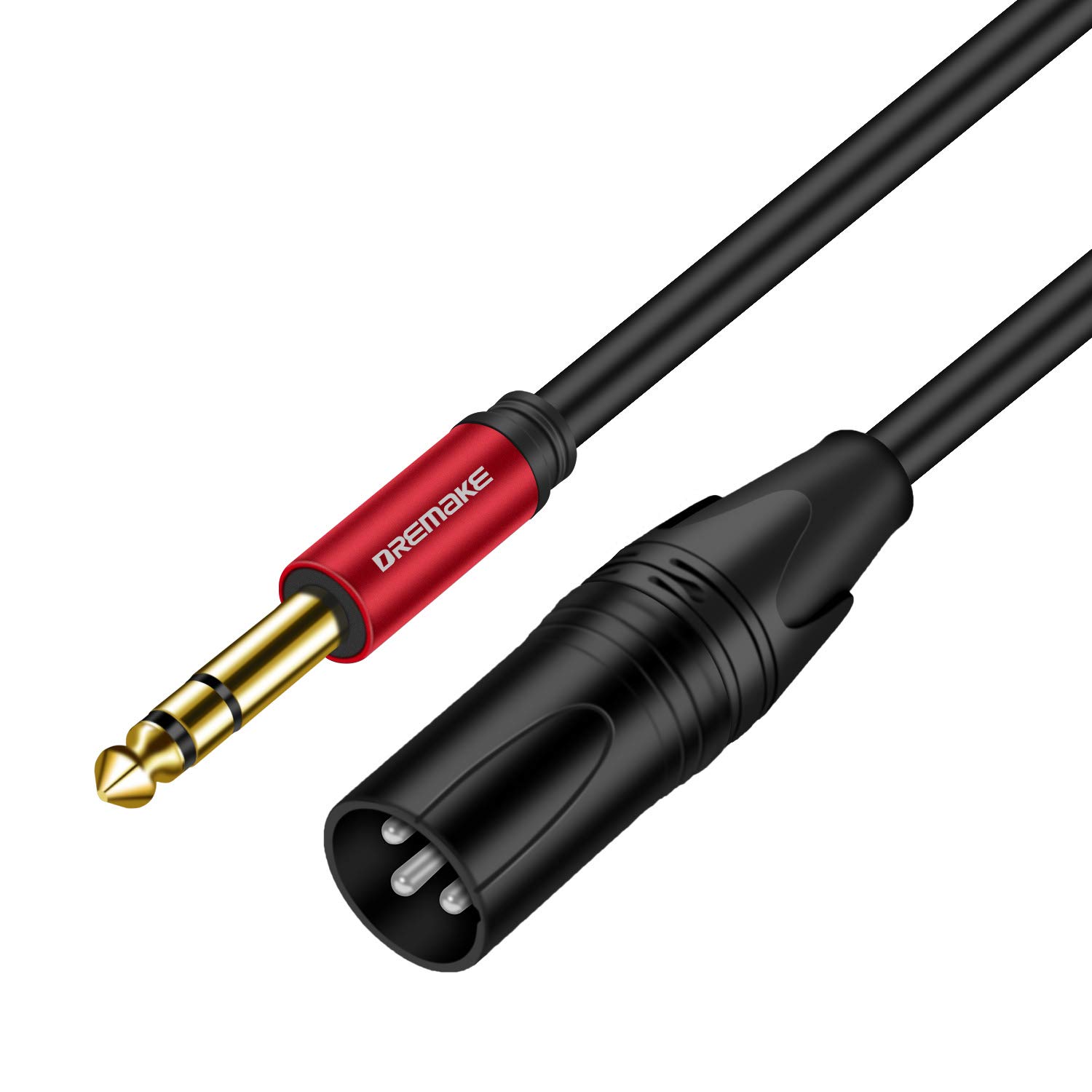 DREMAKE 10 Foot TRS Stereo 6.35mm 1/4 Inch to XLR Balanced Mic Cable Male to Male Audio Patch Cord for Speakers, Amplifier