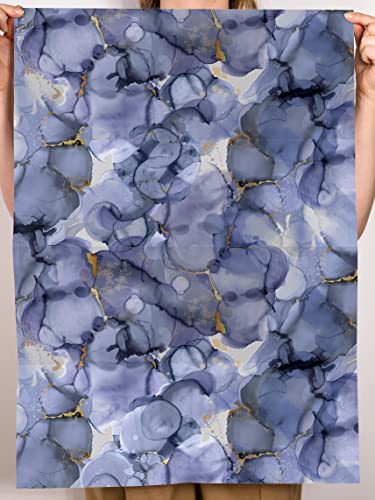 CENTRAL 23 Marble Wrapping Paper - 6 Sheets Gift Wrap - Ink Blot - Navy Blue - Abstract Giftwrap for Birthday - Comes With Stickers - Recyclable