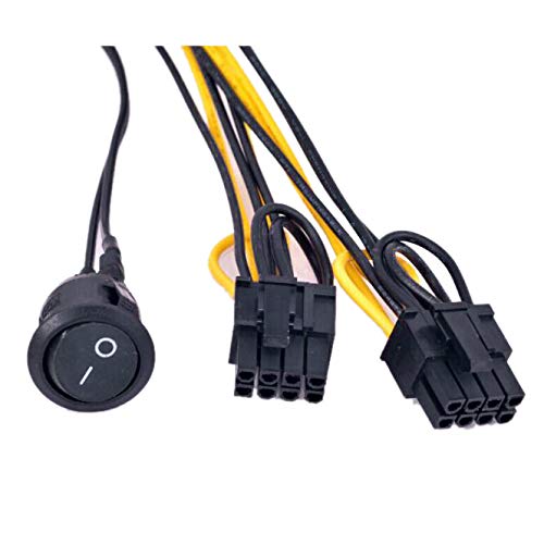 GinTai ATX 24 Pin to 2 Port PCIe 6+2 Pin 8-（pin） 6Pin Power Cable + On Off Switch