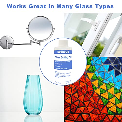EDSRDUS Glass Cutting Oil for Cutting Glass, Stained Glass, Glass Bottles with Precision top Suitable for All Glass Cutting Tools 4OZ