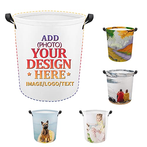 Custom Laundry Baskets with name Personalized your own photo text Dirty Clothes Hamper Waterproof large capacity Hampers for Bedroom Bathroom Living Room