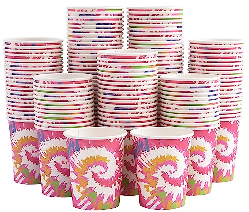 Clawsoff [300 Pack 8 oz Disposable Paper Cups, Hot/Cold Beverage Paper Drinking Cups, Paper Coffee Cups, Tie-dye Paper Hot Coffee Cups for Party, Picnic, Travel, and Events.