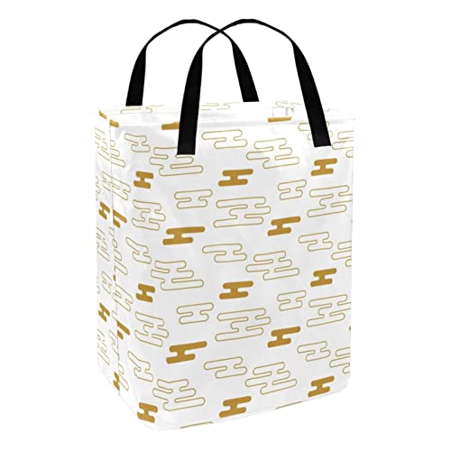 Chinese Style Auspicious Cloud Pattern Print Collapsible Laundry Hamper, 60L Waterproof Laundry Baskets Washing Bin Clothes Toys Storage for Dorm Bathroom Bedroom