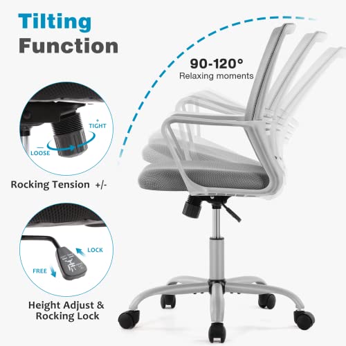 Ergonomic Home Office Chair β Rolling Desk Chair with Lumbar Support and Armrest, Height Adjustable Breathable Mesh Chair, Mid Back Executive Task Chair with Padded Seat and Tilt Function