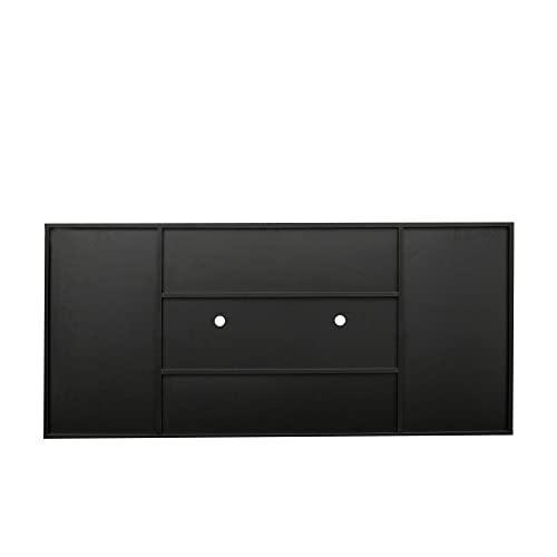CEMKAR Modern Style Double-Door Side Cabinet with Adjustable Shelving and Full-Extension Drawers - Perfect for Living Room and Bedroom (Black)