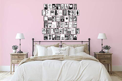 Black and White Wall Collage Kit - 50 Prints for Trendy Room Decor – Minimalistic Black and White and Grey Girls Bedroom Decor - Set of 50 Pcs Photo Prints 4x6