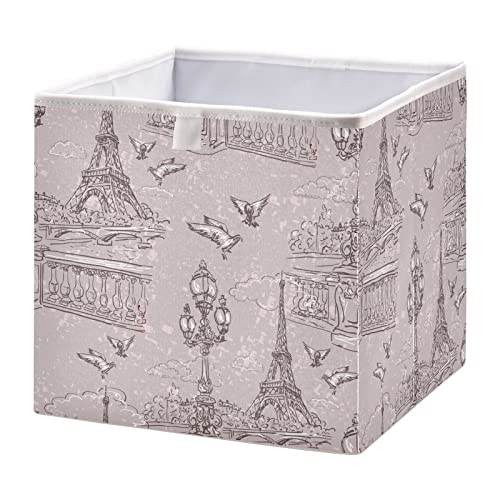 CaTaKu Paris Rose Gold Cubes Storage Bins 11 inch Collapsible Fabric Storage Baskets Shelves Organizer Foldable Decorative Bedroom Storage Boxes for Organizing Home