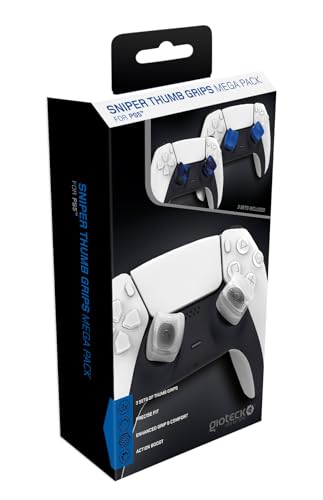 Gioteck SMP PS5 – Thumb Grips PS5 Megapack Caps/Caps/Protective Silicone for PlayStation 5 Joysticks – Non-Slip – Aiming Aid – PS5 Controller Protector (3 Pack) White/Blue/Black