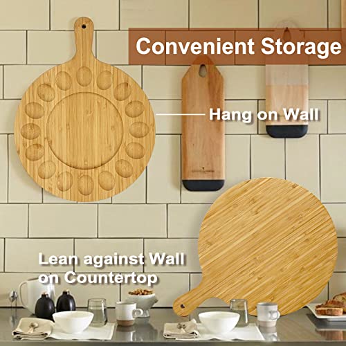 cenleoha Versatile Large Deviled Egg Platter with Handle Reversible Deviled Egg Plate Cutting Board Charcuterie Board Deviled Egg Container Bamboo Egg Holder Serving Tray