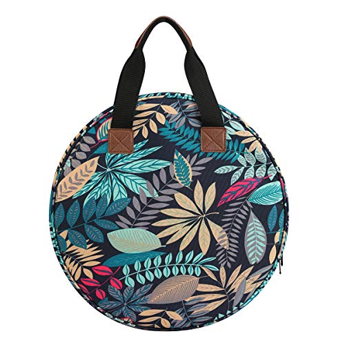 Embroidery Bag for Cross Stitch Project,MIOKY Embroidery Supplies Organizer Storage Portable Carrying Case Travel Tote for Embroidery Hoops,Floss,Cross Stitch Tools,Leaves [Bag Only]