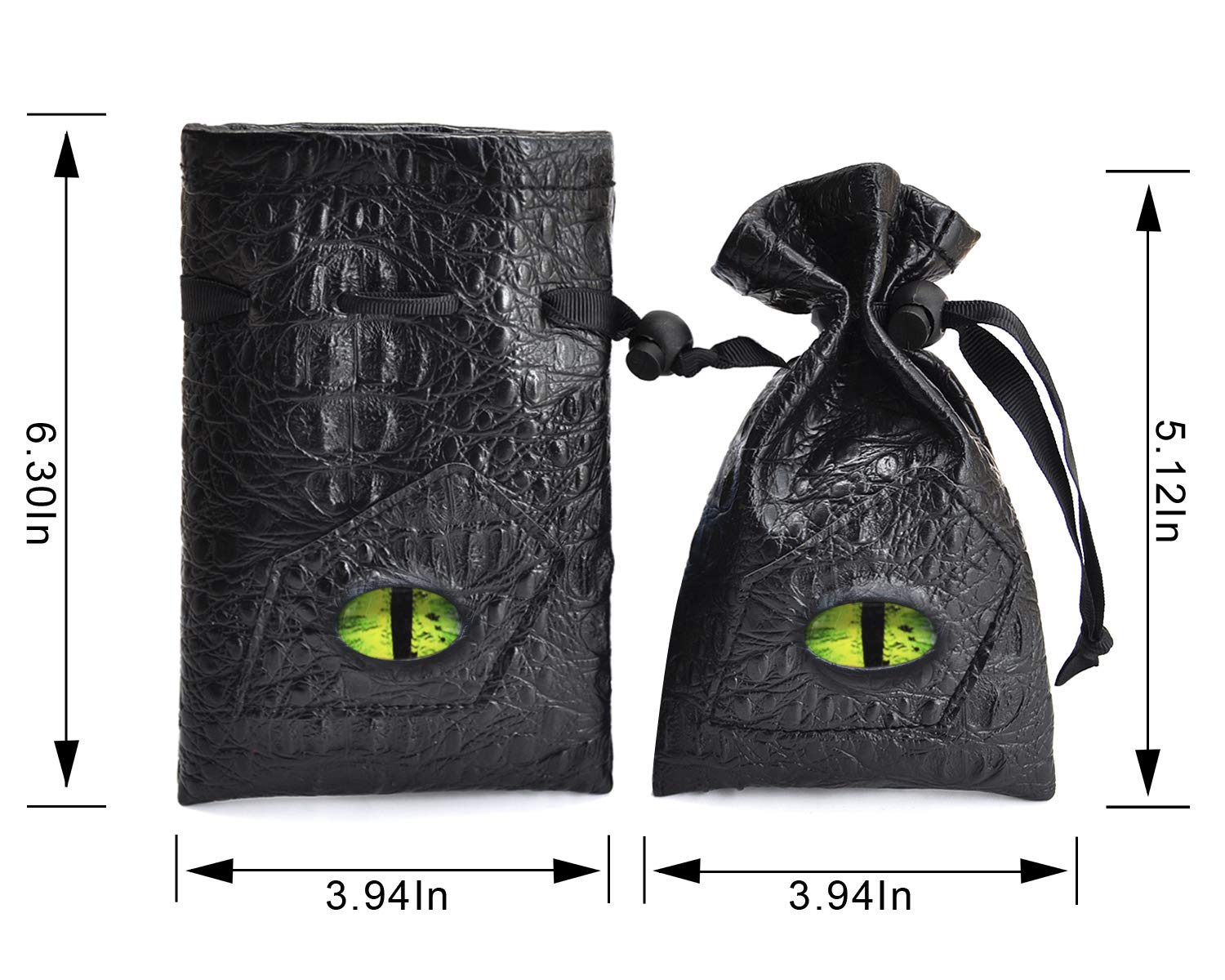 CZYY Drawstring Bag PU Leather Dice Pouch Perfect for RPG, D&D, Game (Green)