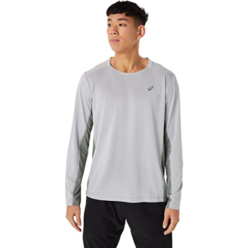 ASICS Men's Train SANA Long Sleeve Apparel, XL, Piedmont Grey/Lichen Green
