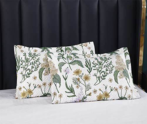 Floral Quilt Set King Size Bedspread Coverlet Green Yellow Flower Bedspread Set King Lightweight Quilt Bedding Spring Summer Floral Coverlet Soft Home Quilts Collection Bedding with 2 Pillowcases