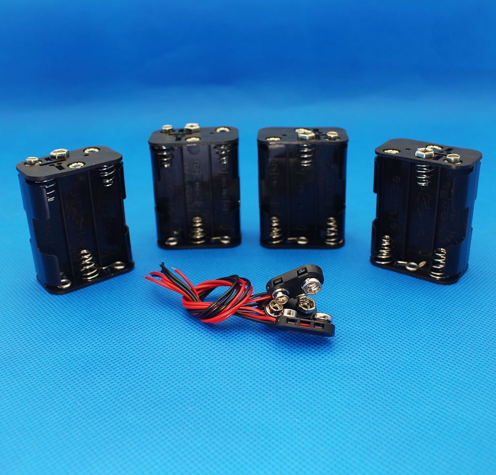 Raogoodcx 4Set 6 x AA Thicken Battery Holder and T Type Wired Battery Clip Standard Snap Connector