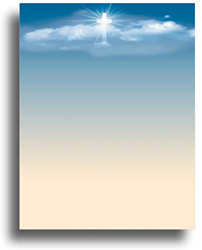 Cross in the Sky Religious Stationery Paper - 80 Sheets