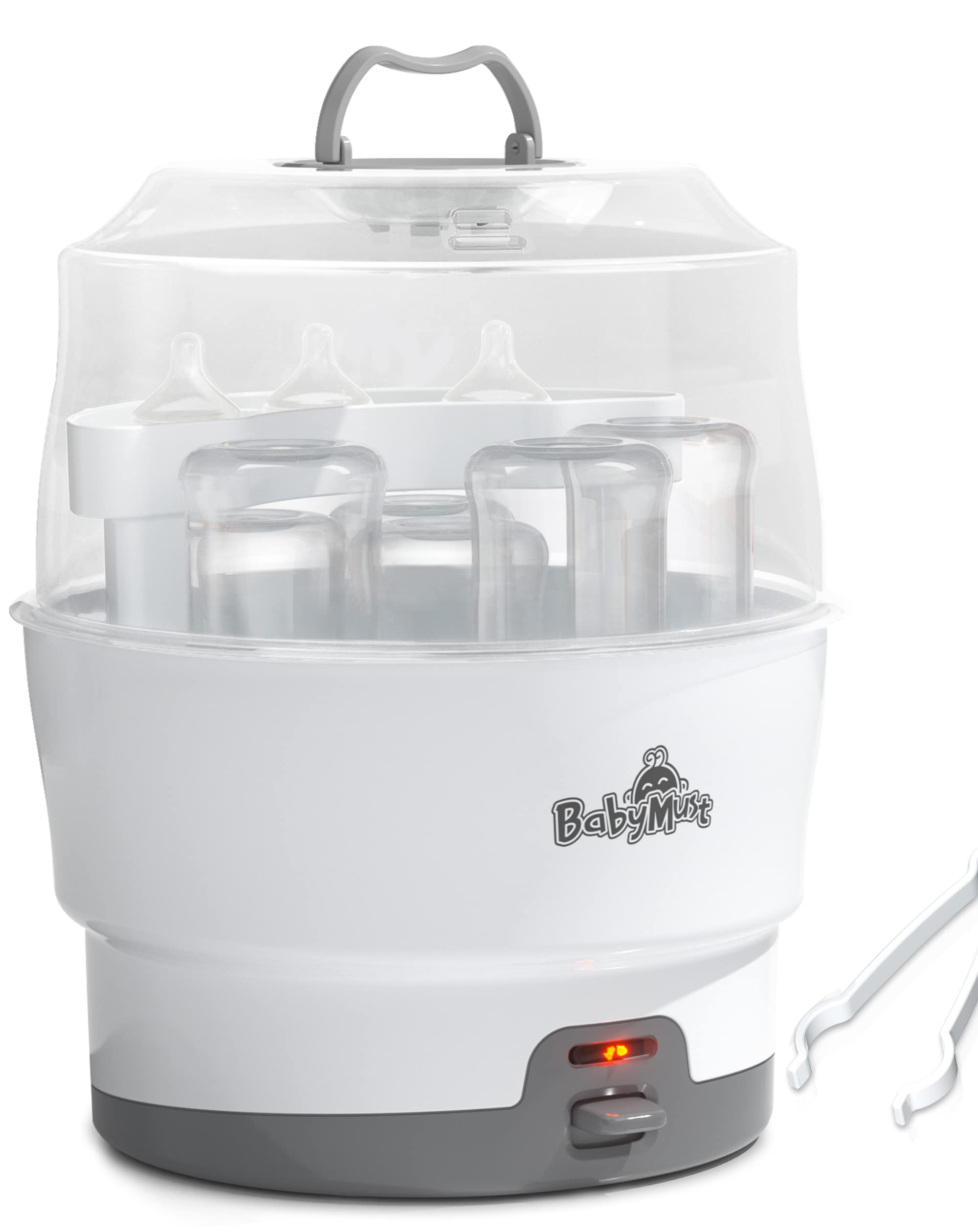Baby Bottle Sterilizer, Electric Steam Bottle Sanitizer Clean Baby Supplys Like Pacifiers, Nipples, Teethers, Toys&Breast Pump Accessories with One Button Control, BPA-Free